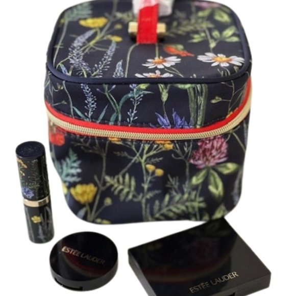 Estee Lauder | Makeup | Estee Lauder Blue Floral Makeup Case W3 Lip ...
